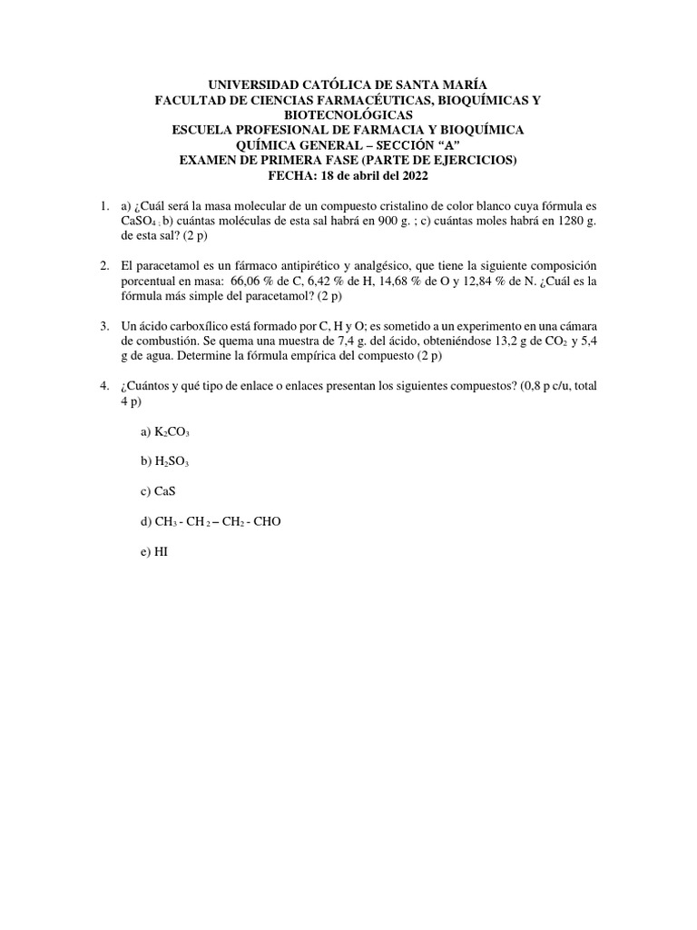 EXAMEN PRIMERA FASE EJERCICIOS (A) .Araceli | PDF