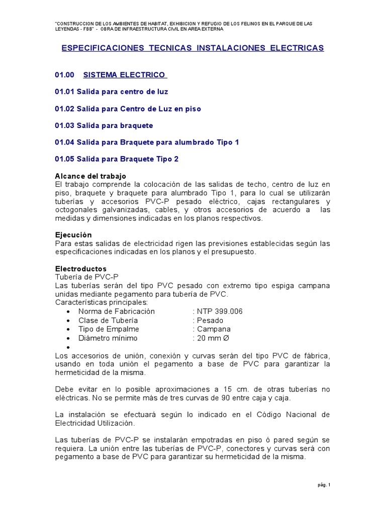 Espec. Tecn. Inst. Elect. Externas | PDF | Aislador (Electricidad) | Conductor electrico