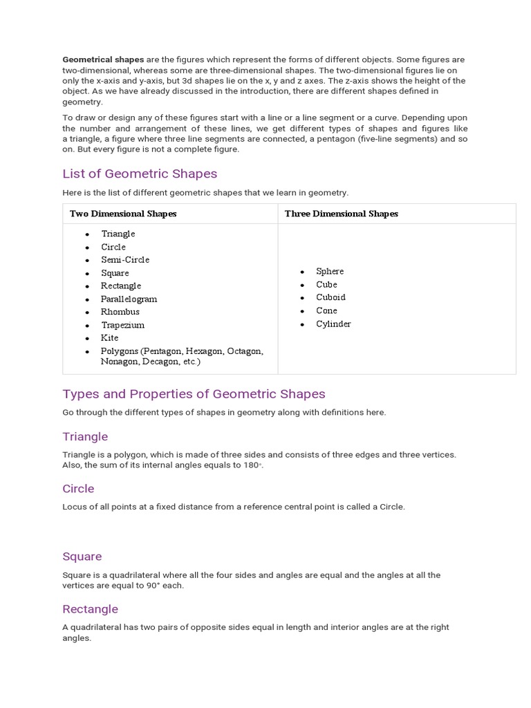 Geometrical Shapes | PDF | Shape | Frequency