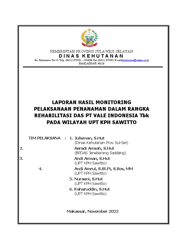 KPH Sawitto - Lap Monit 2022 | PDF