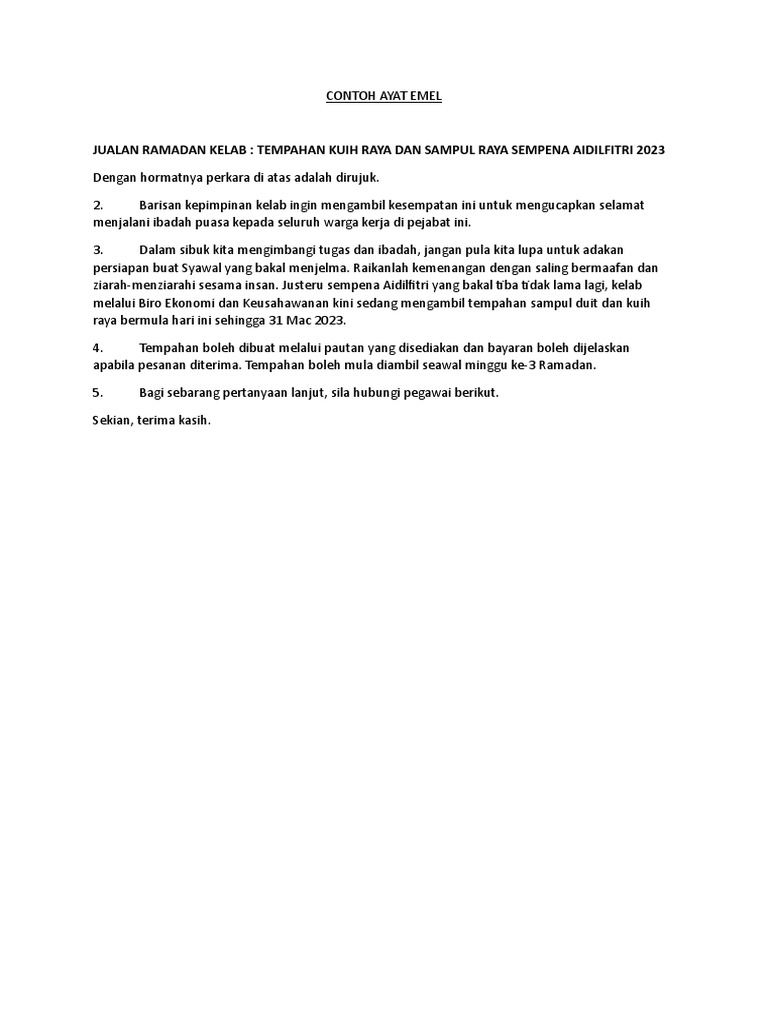 Tempahan Kuih Raya Dan Sampul Raya Sempena Aidilfitri 2023 | PDF