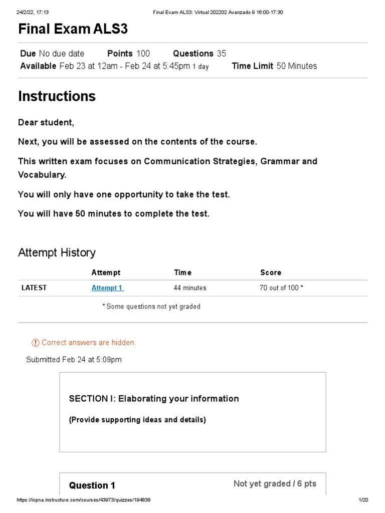 Final Exam ALS3 Virtual 202202 Avanzado 9 16 00 17 30 PDF | PDF