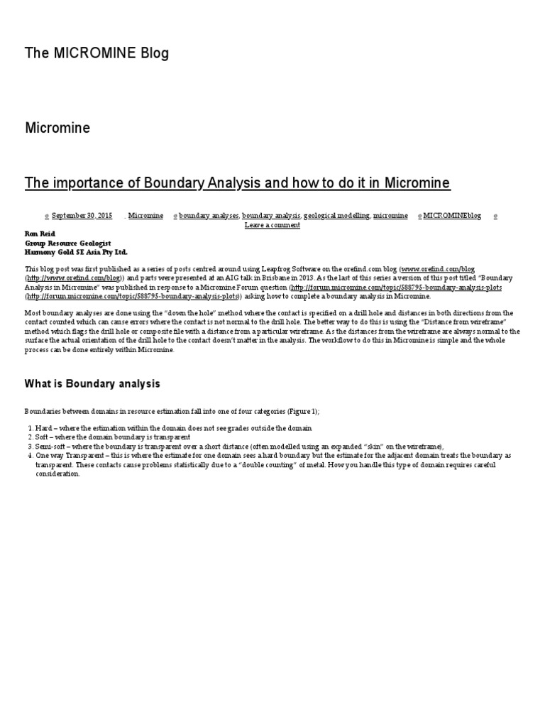 Boundary Analysis in Micromine | PDF | Image Scanner | Image Resolution