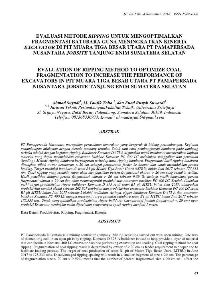 EVALUATING RIPPING METHODS TO OPTIMIZE COAL FRAGMENTATION AND INCREASE ...