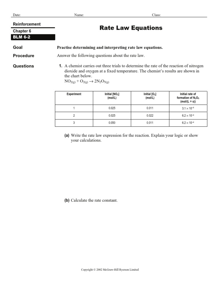 Rate Law Questions | PDF