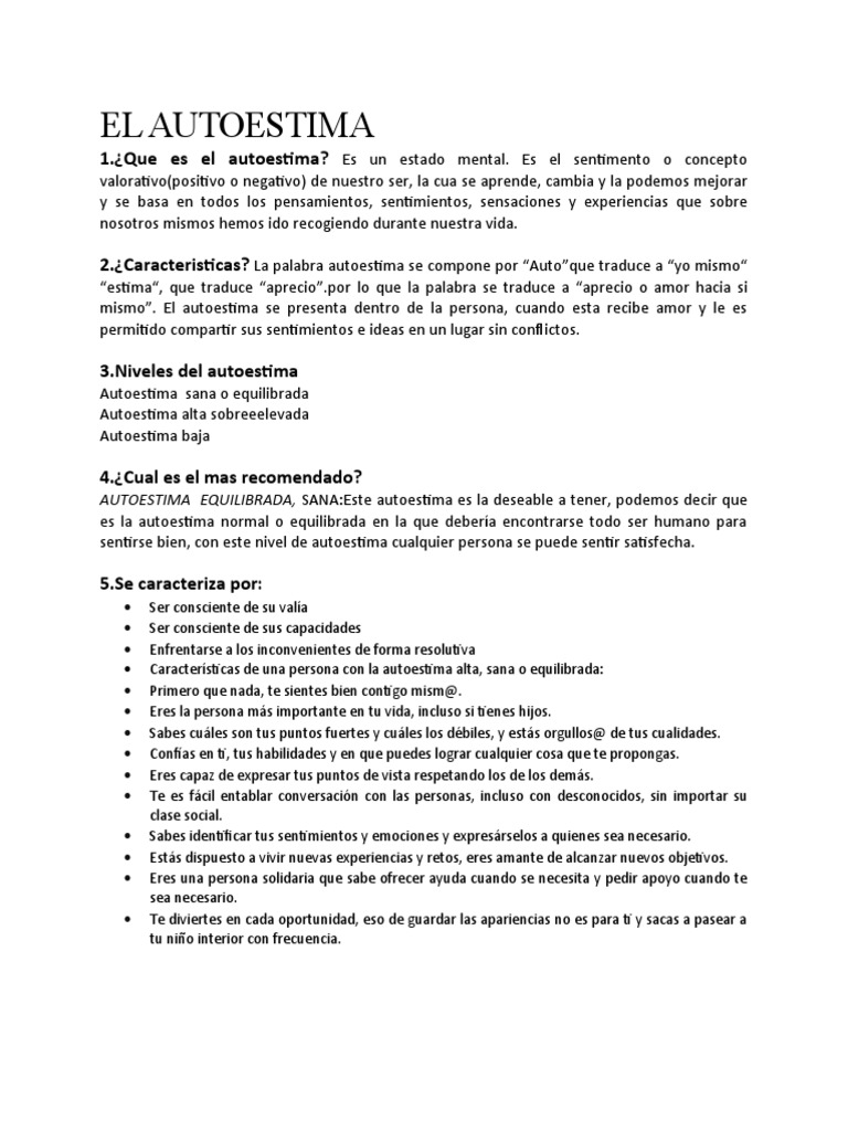 el autoestima (2) | PDF | Autoestima | Las emociones