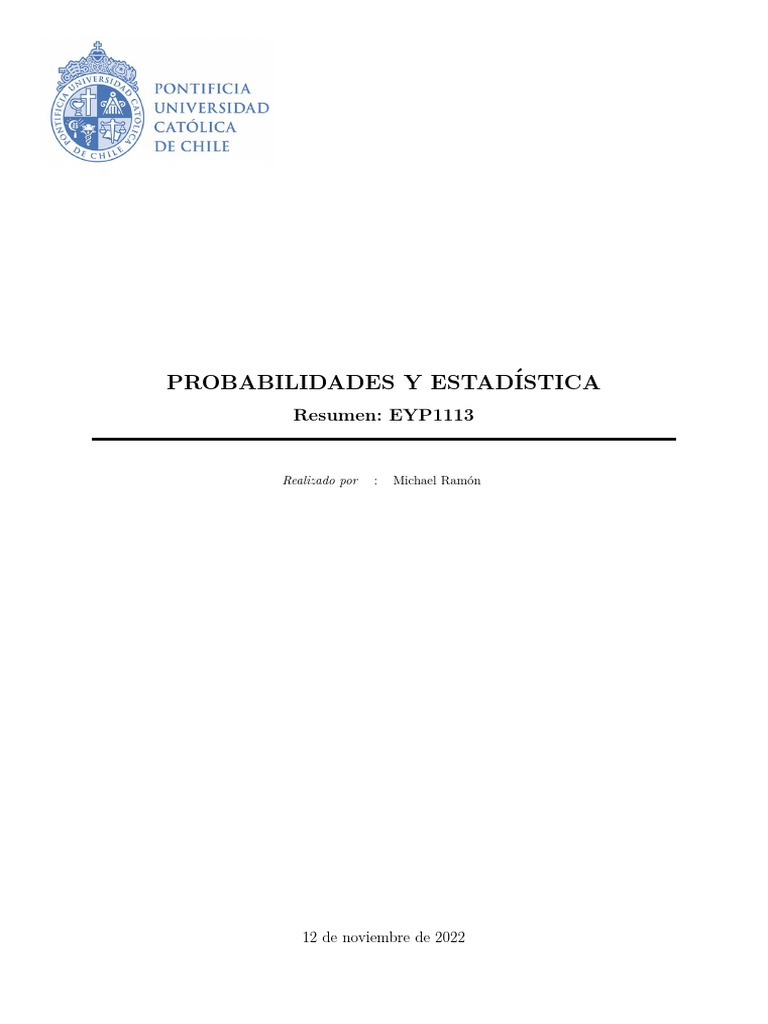 Probabilidades Y Estad Istica: Resumen: EYP1113 | PDF | Valor esperado | Variable aleatoria