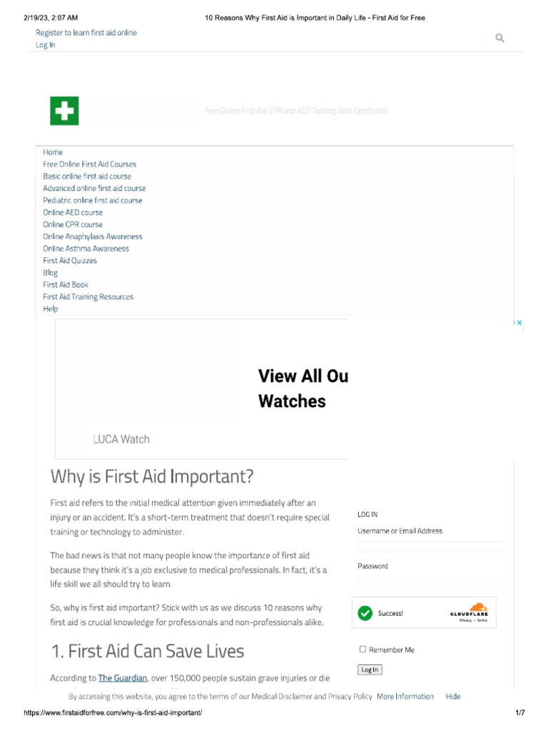 10 Reasons Why First Aid Is Important in Daily Life | PDF