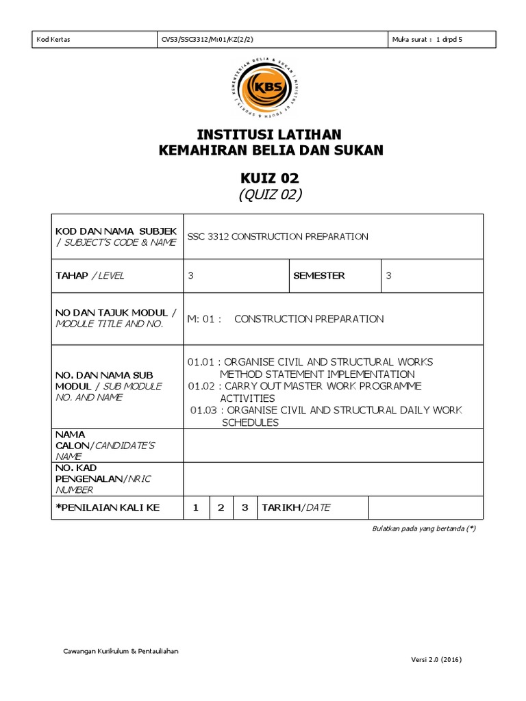M01 Kuiz 02 V01 2017 | PDF | Teknologi & Rekayasa