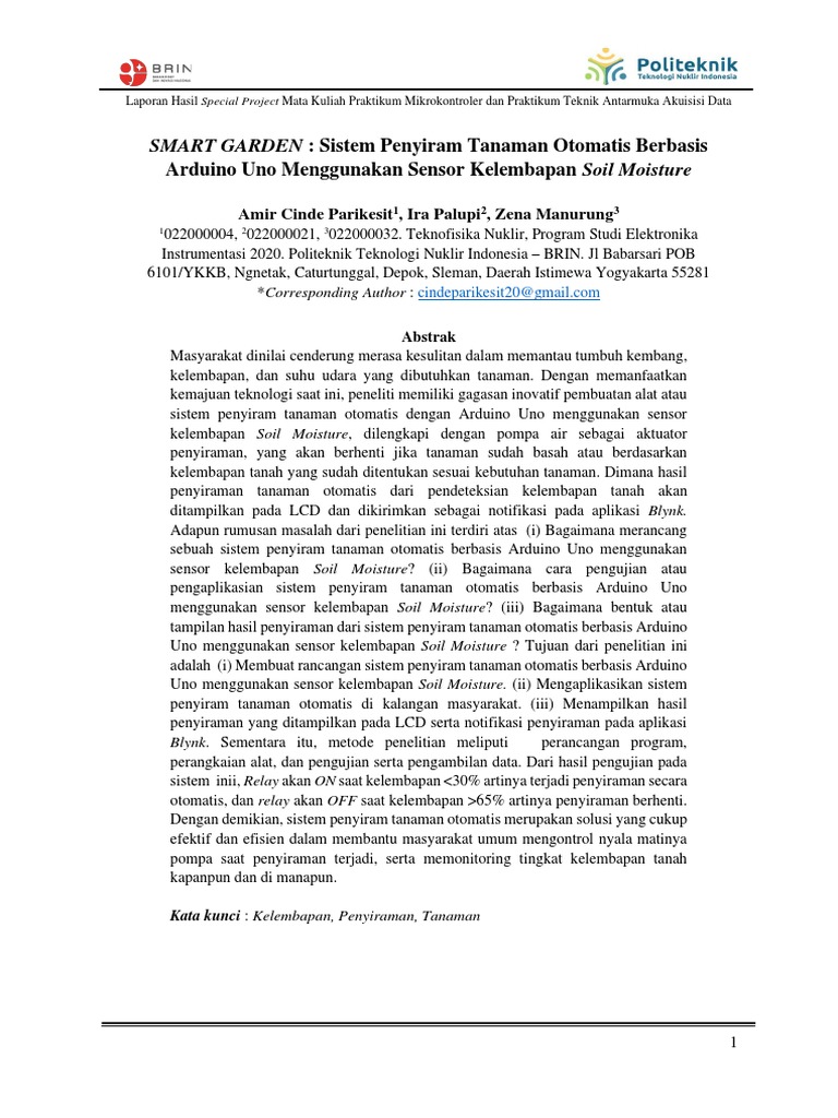 SMART GARDEN Sistem Penyiram Tanaman Otomatis Berbasis Arduino Uno ...