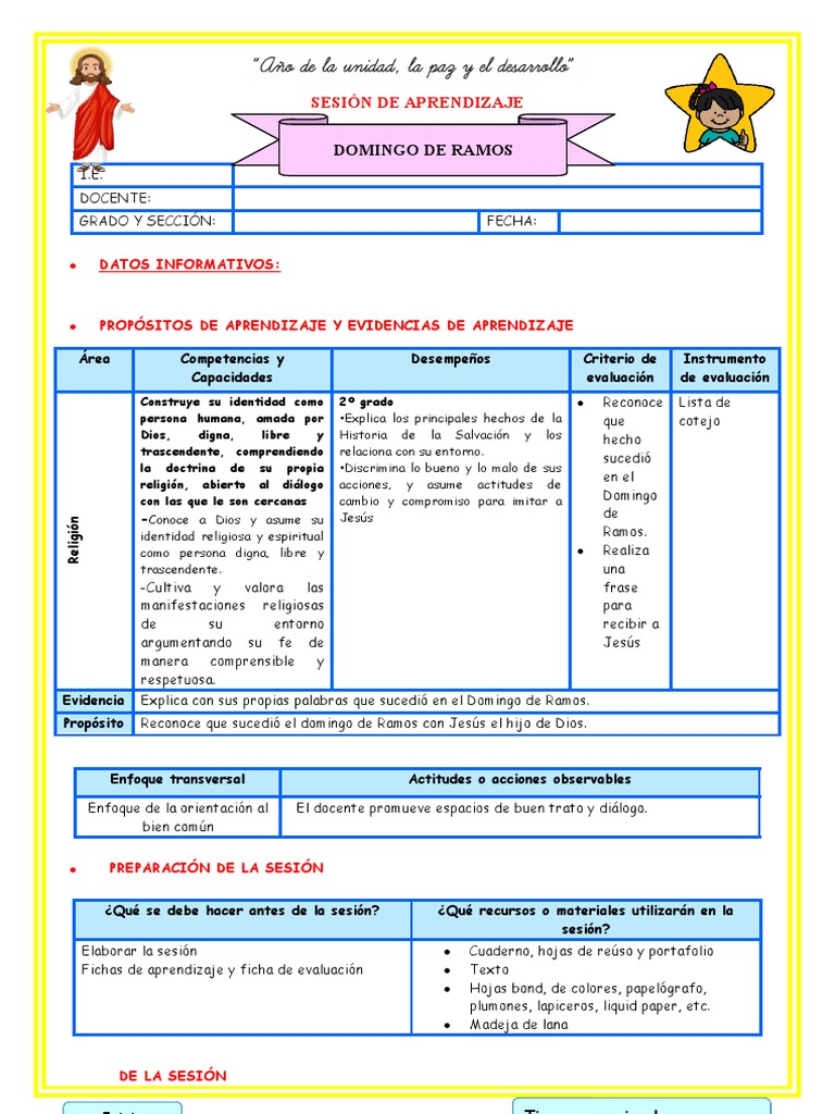 2° E1 S3 Sesión D2 Religión Domingo de Ramos | PDF | Jesús | Evaluación 2° E1 S3 Sesión D2 Religión Domingo de Ramos | PDF | Jesús | Evaluación