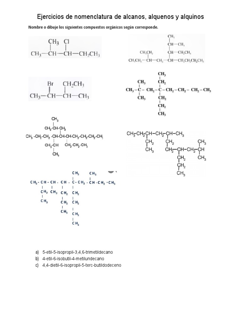 Nomenclatura de Alcanos, Alquenos y Alquinos | PDF | Métodos y materiales de enseñanza | Tecnología