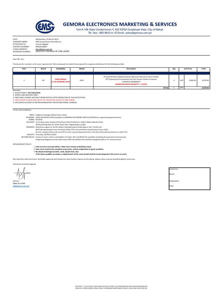 Af23-Po71-R0-Ems-Hp Usb Laser | PDF | Business | Service Industries