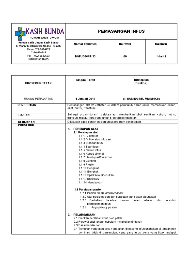 SOP Pemasangan Infus | PDF