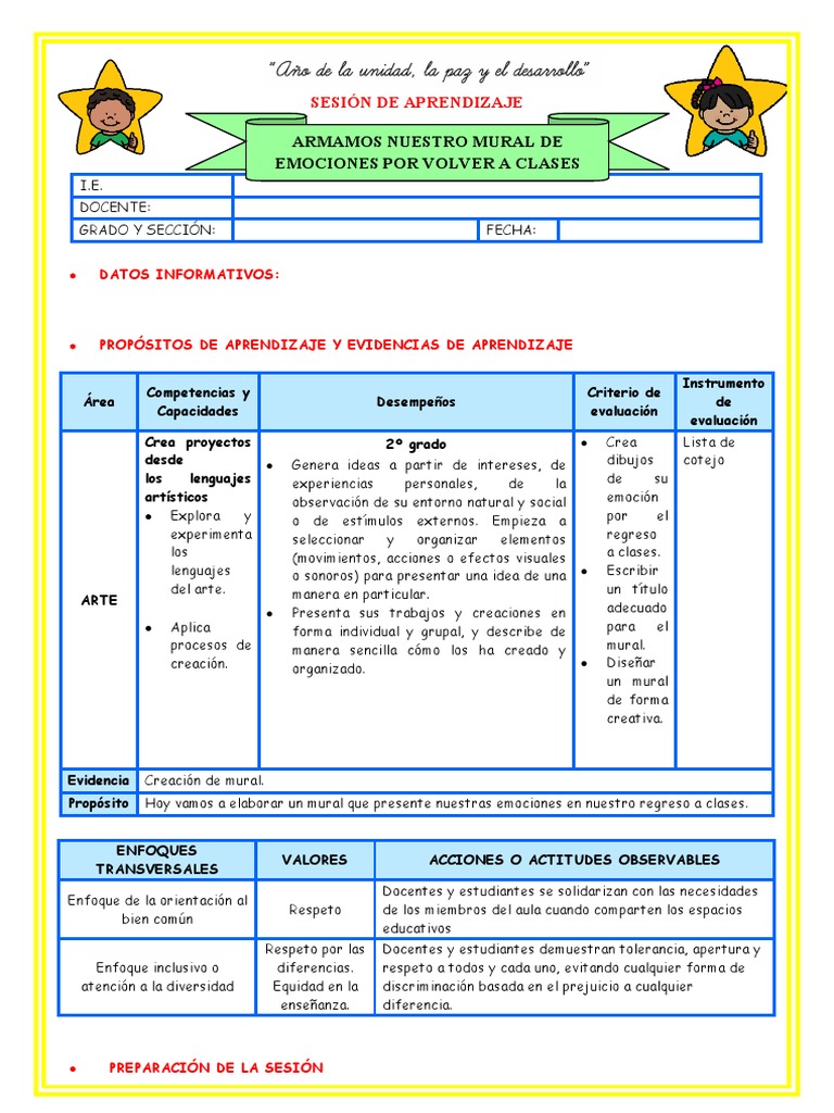 2° E1 S3 Sesion D5 Arte Mural de Emociones | PDF | Aprendizaje | Evaluación 2° E1 S3 Sesion D5 Arte Mural de Emociones | PDF | Aprendizaje | Evaluación
