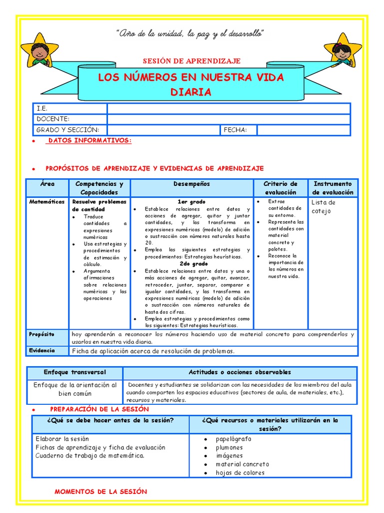 2º E1 s3 Sesion 2 Mat Los Numeros en Nuestra Vida | PDF | Evaluación ...