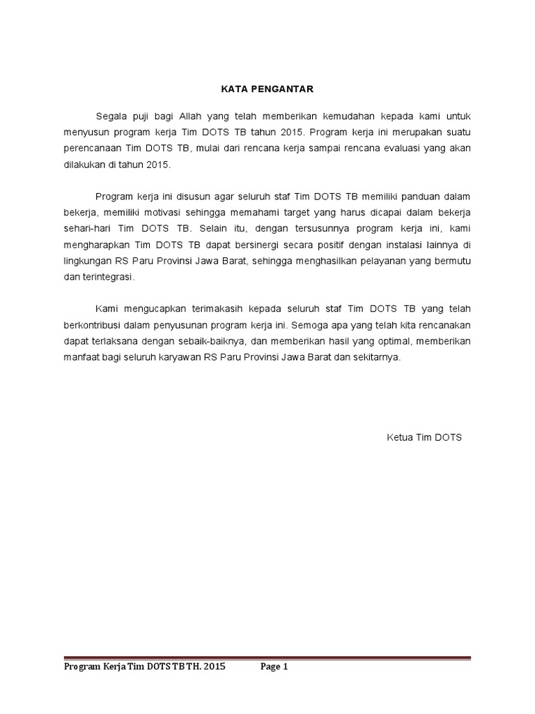 Program Kerja Tim Dots TB | PDF