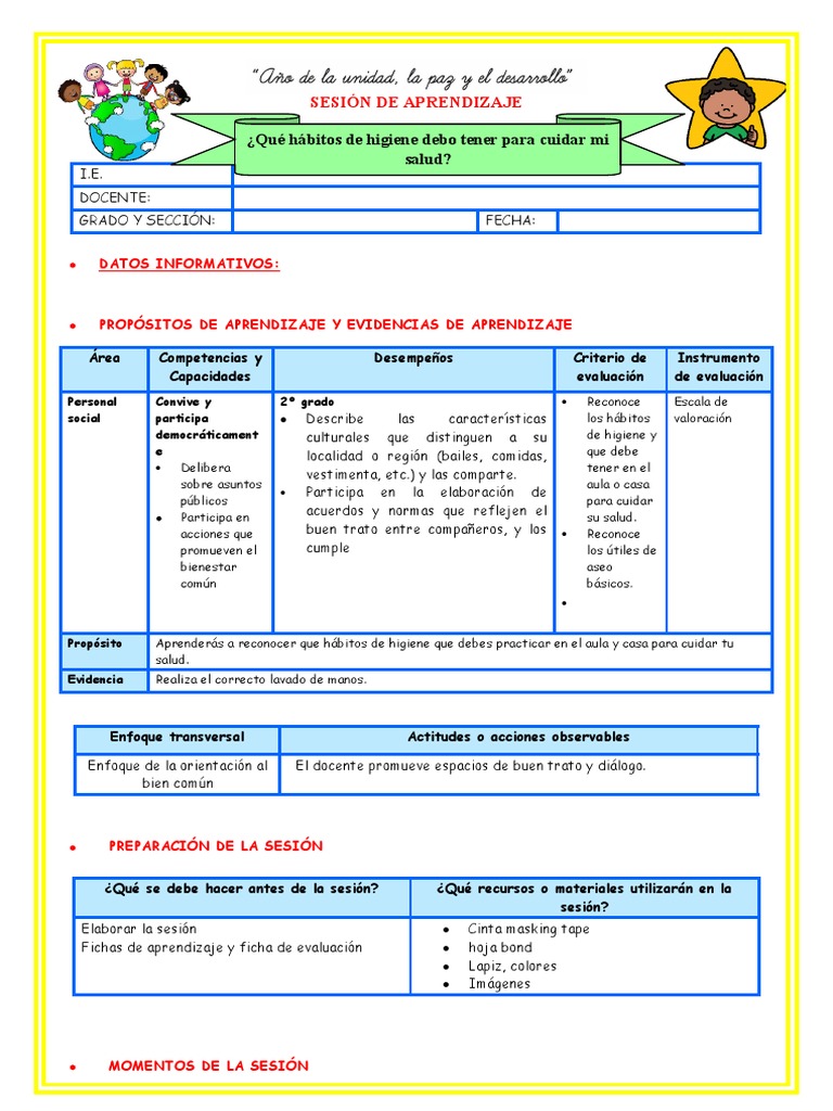 2° E1 Sesión D3 PS Que Habitos de Higiene Debo Tener para Cuidar Mi ...