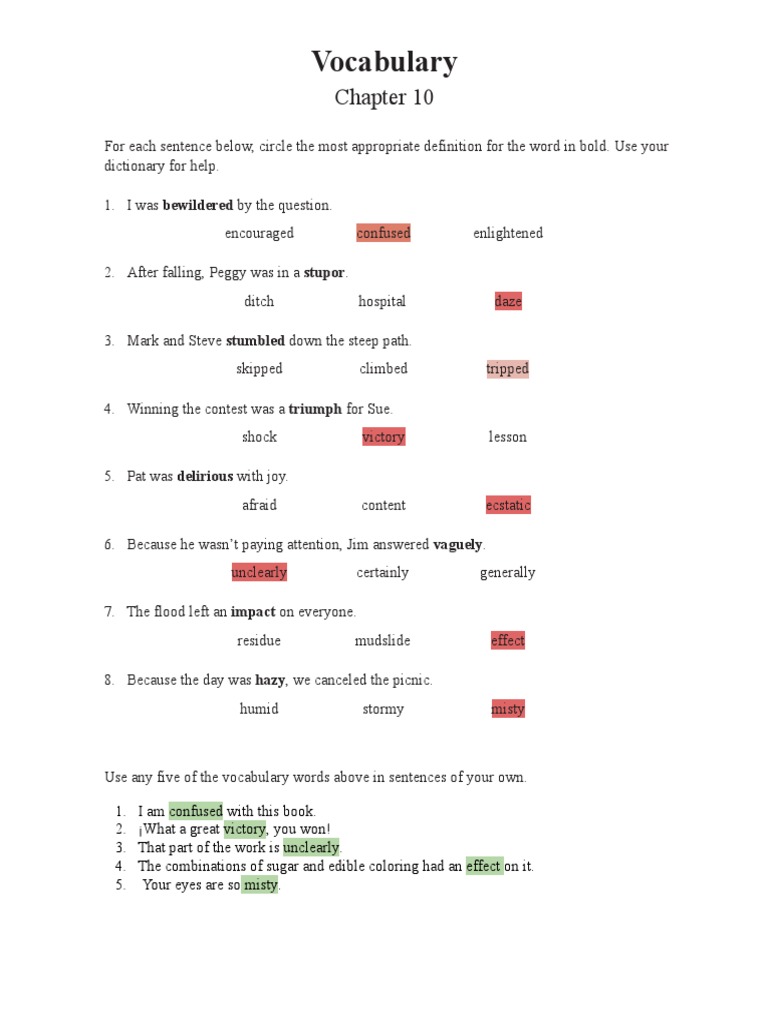 Chapter 10 Vocabulary and Discussion | PDF | Language Arts & Discipline