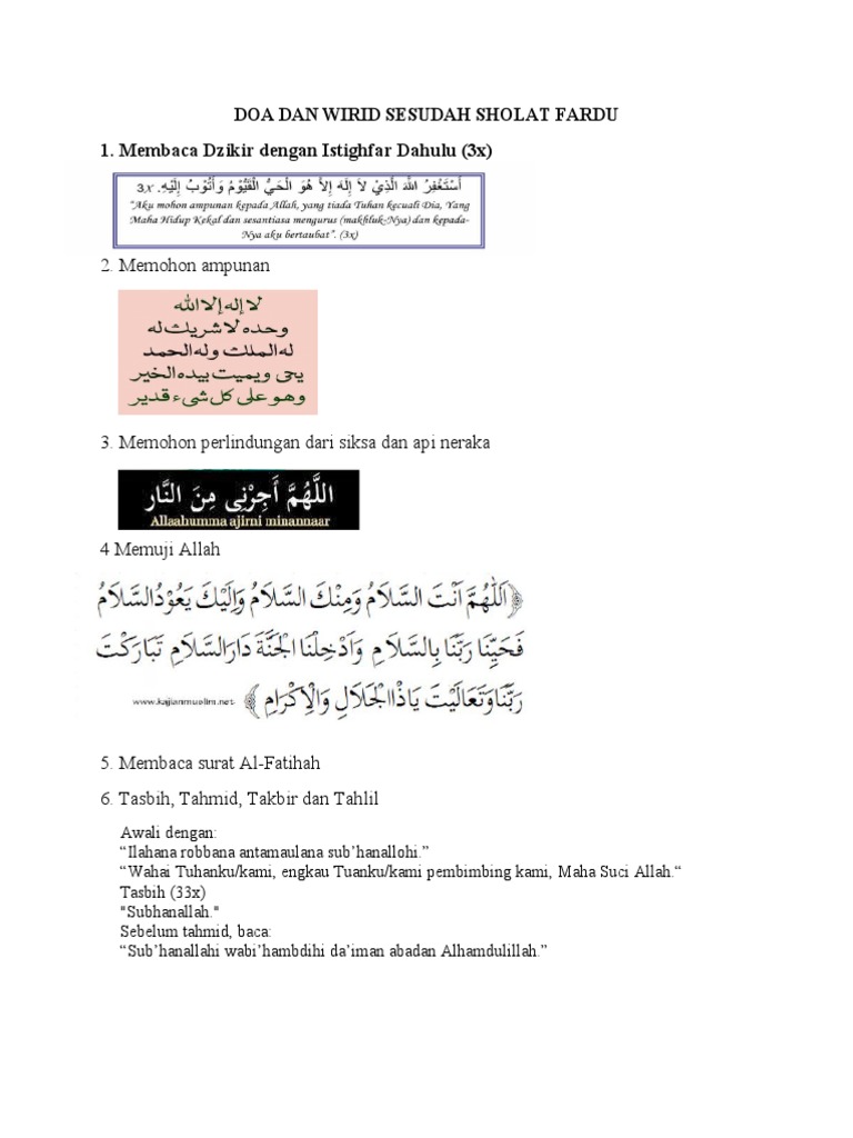 Doa Dan Wirid Sesudah Sholat Fardu | PDF