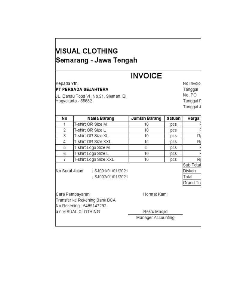 Contoh Invoice - Penjualan | PDF