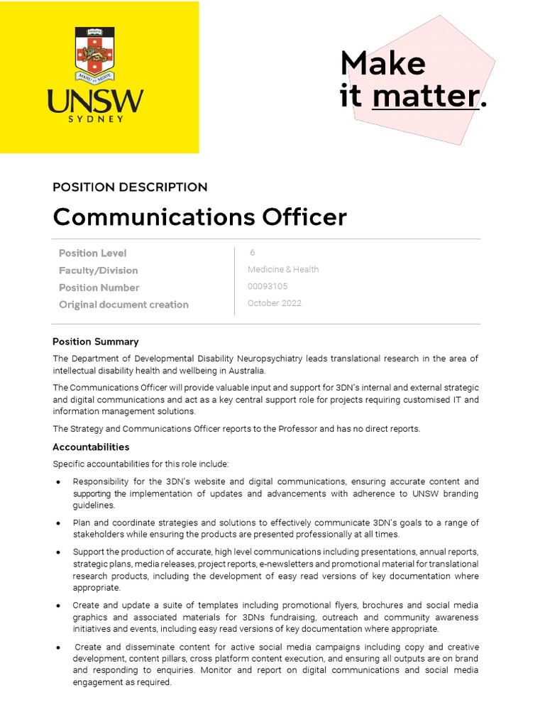 3DN Communications Officer Role | PDF | Digital Marketing | Marketing