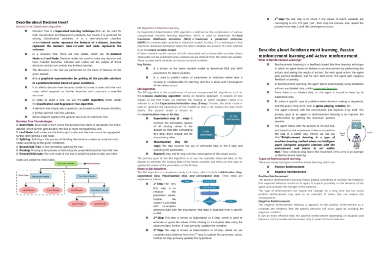 Describe About Reinforcement Learning, Passive Reinforcement Learning ...