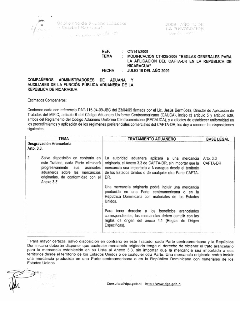 CT-141-2009 Reglas de Origen para La Aplicacion Del Cafta-Dr | PDF