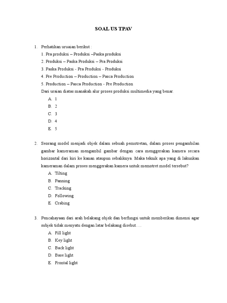 Soal Us Tpav | PDF