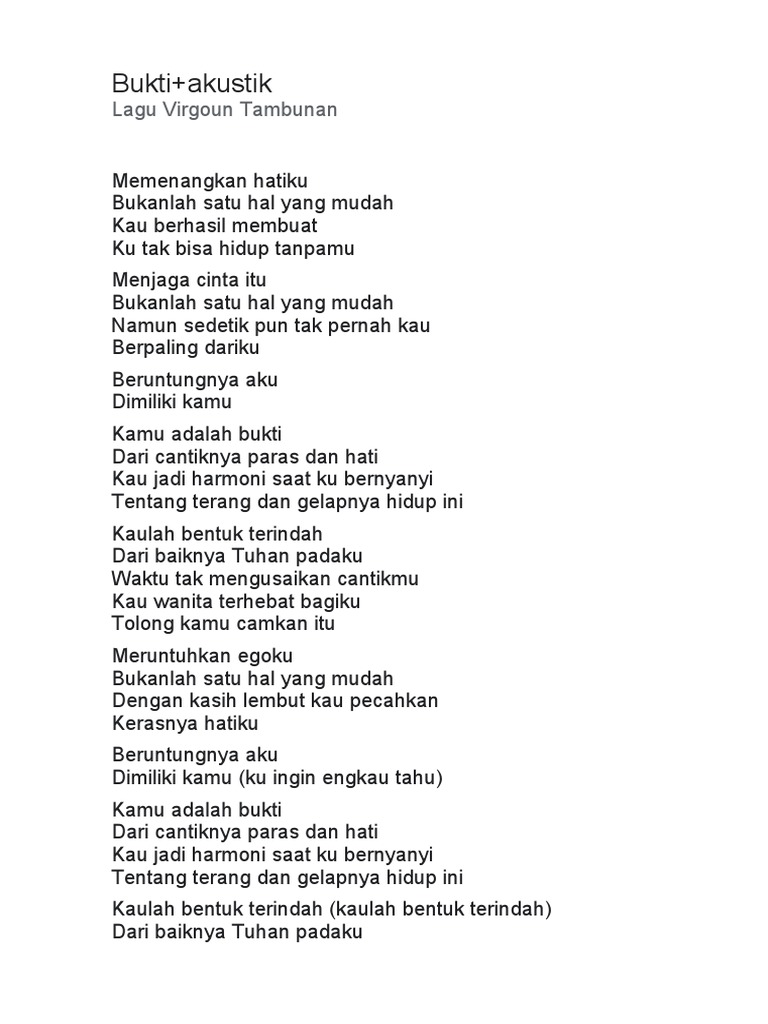 Lirik Lagu Kesukaan dan Cinta Tuhan | PDF