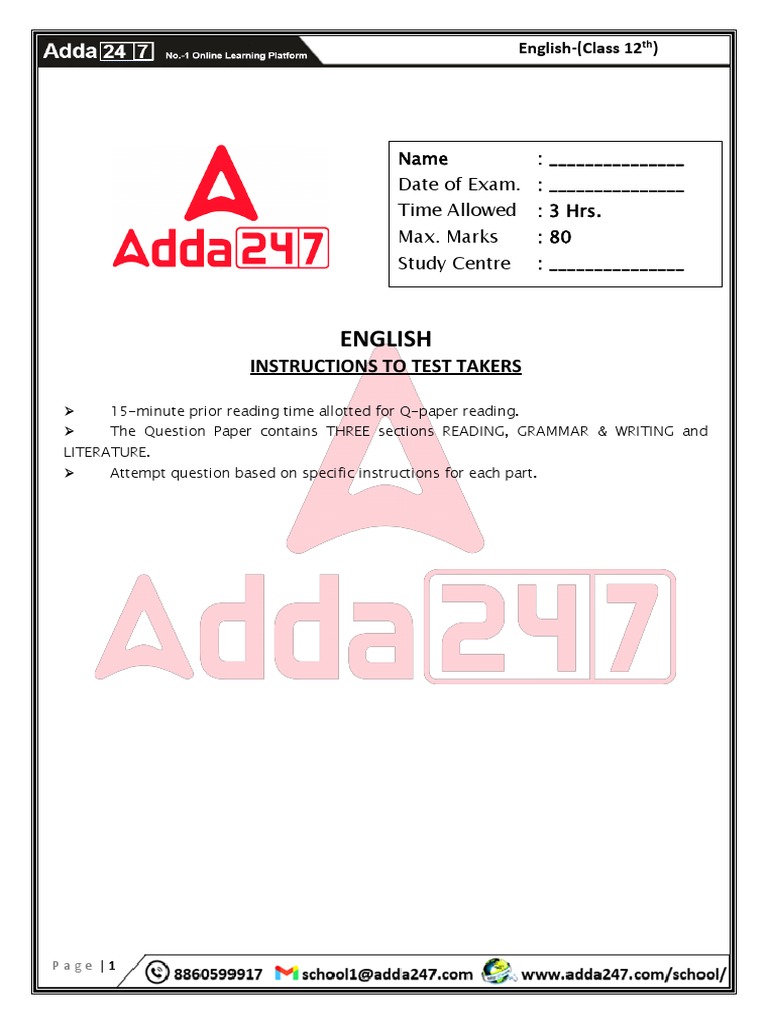 ENGLISH Class 12 | PDF | Fingerprint