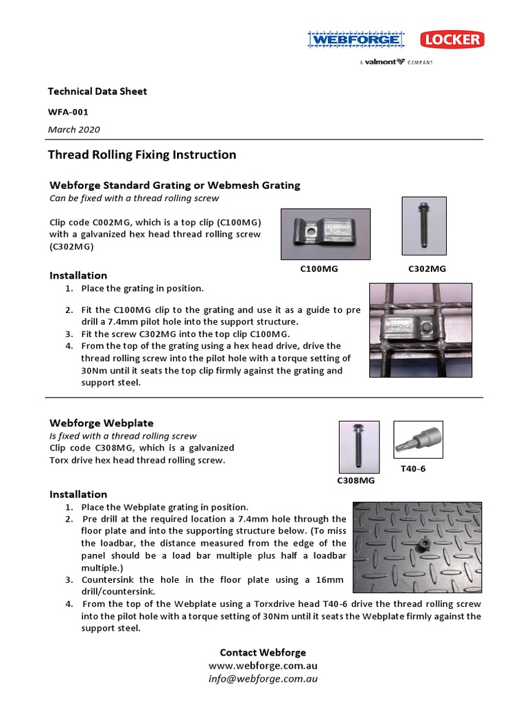 WFA-001 Thread Rolling Fixing Guide | PDF
