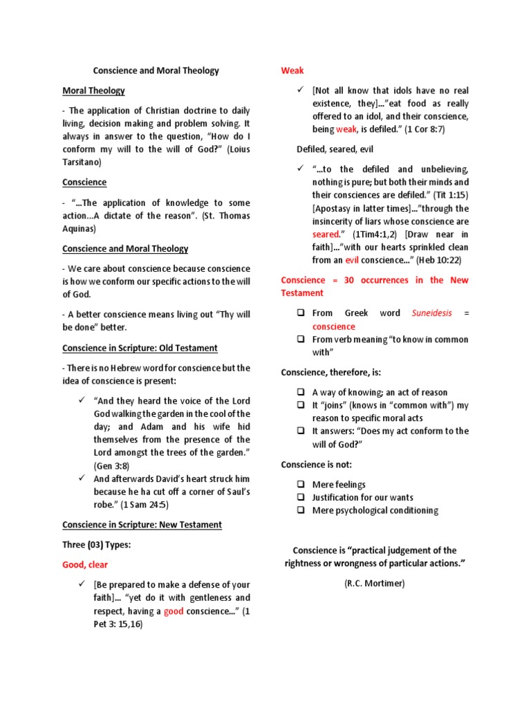 Conscience and Moral Theology | PDF | Conscience | Thomas Aquinas