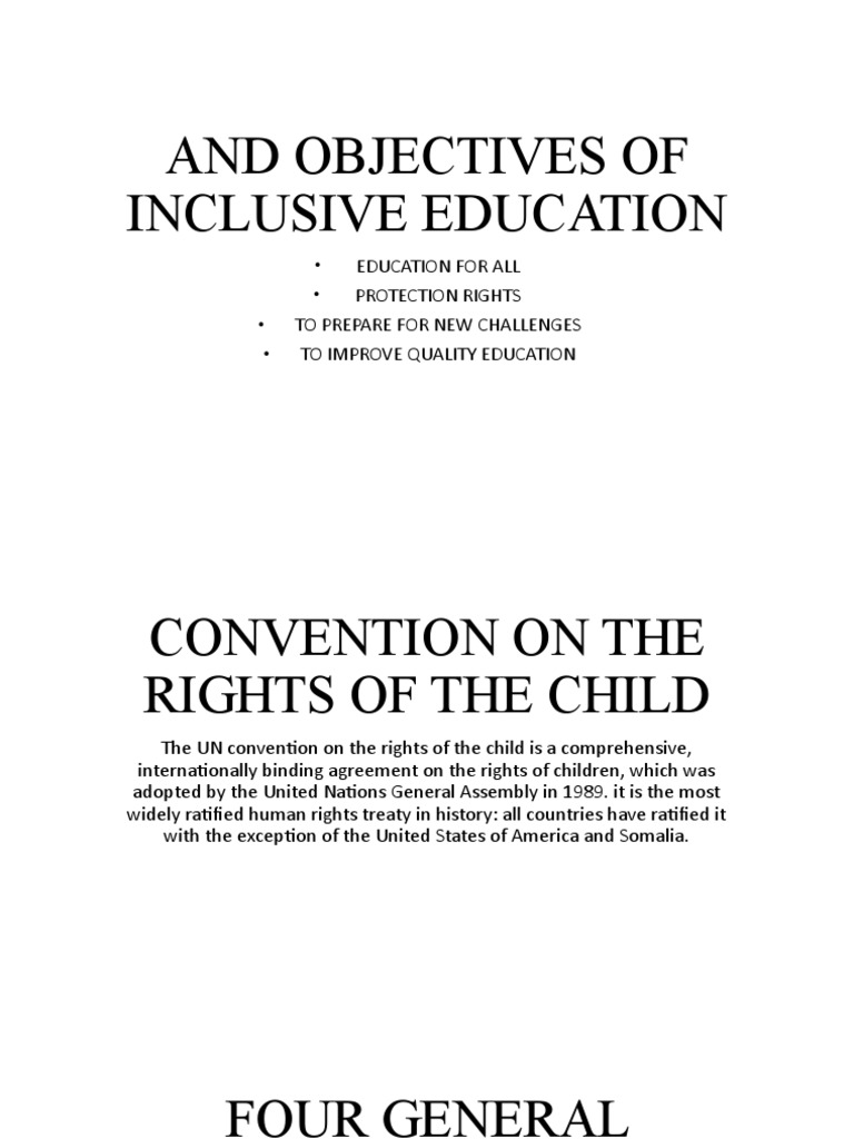AND OBJECTIVES OF INCLUSIVE EDUCATION - PPTX Report | PDF | Unesco ...