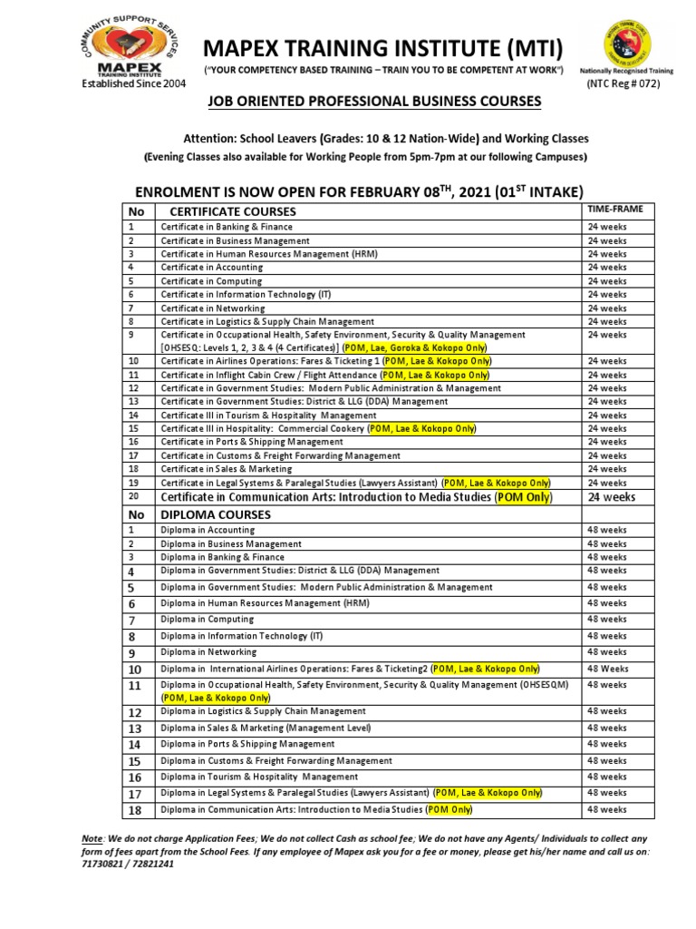 Mapex - Business Studies & Plant & Motor Vehicle - 2021 Feb Intake ...