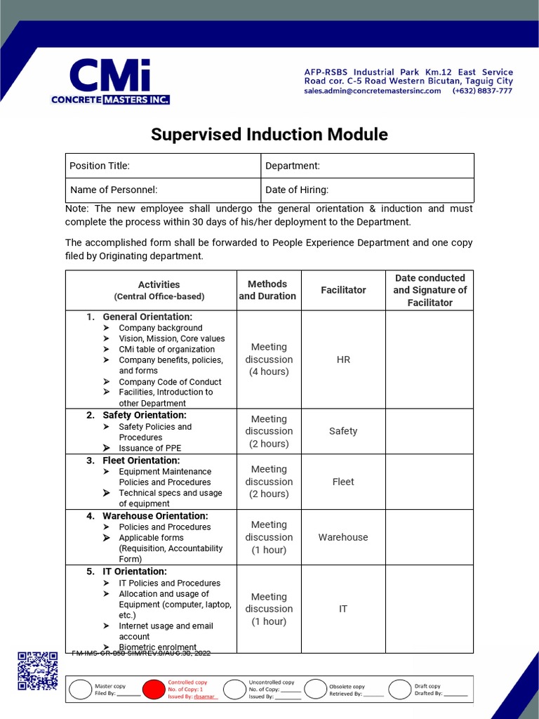 FM-IMS-GR-050 Supervised Induction Module - CONTROLLED | PDF | Computer ...