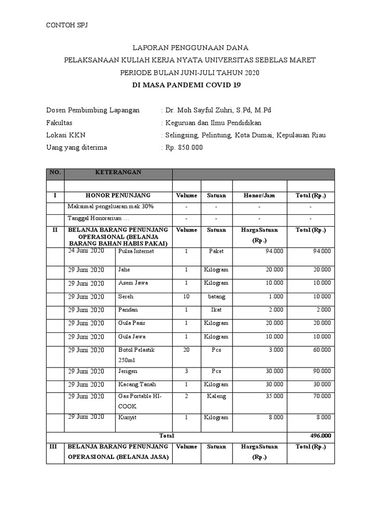 Contoh SPJ | PDF | Sains & Matematika