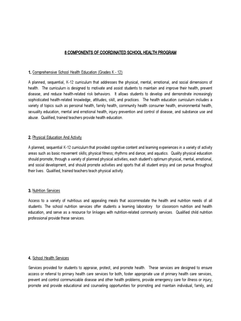 Coordinated School Health Program Overview | PDF | Health Education ...