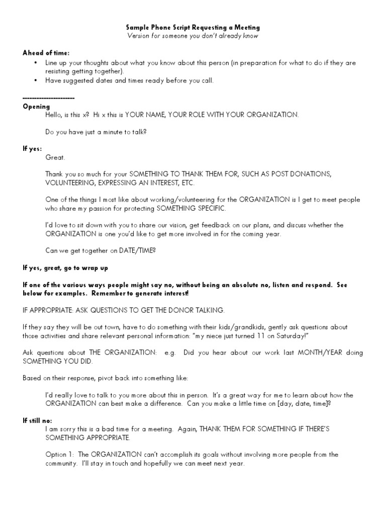 Phone Script To Set Up A One On One | PDF