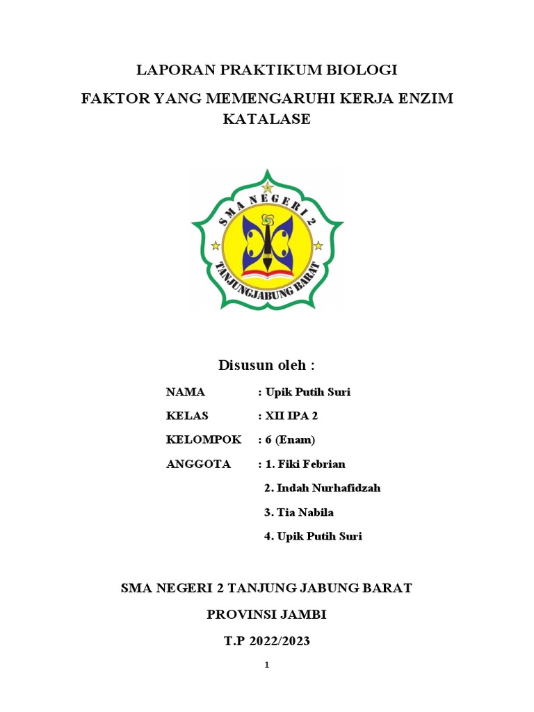 LAPORAN PRAKTIKUM BIOLOGI (Enzim Katalase) | PDF
