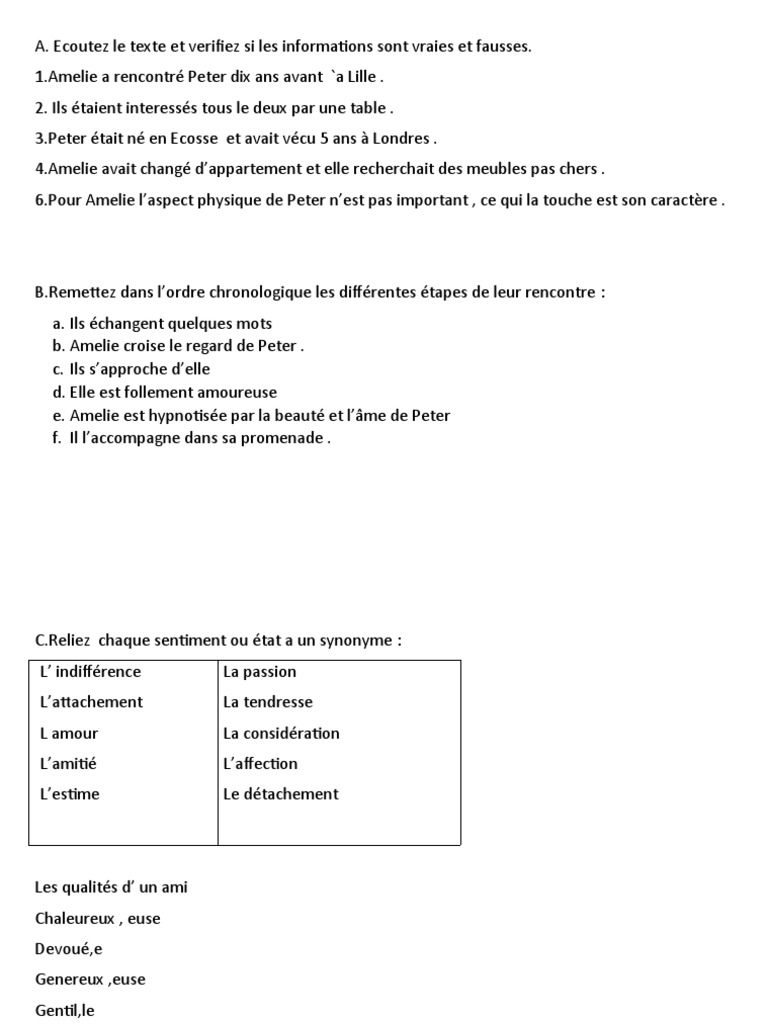 12 - L 'Amour, Les Sentiments Vocabulaire | PDF