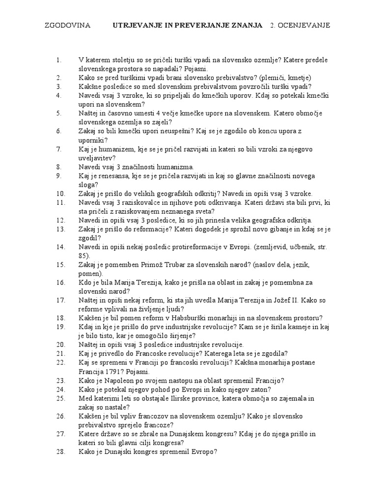 Utrjevanje in Preverjanje Znanja 2. Ocenjevanje | PDF