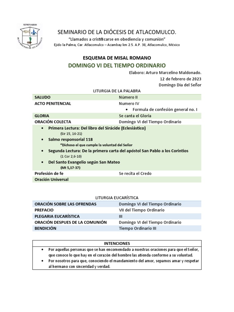 Esquema de Misal Romano | PDF