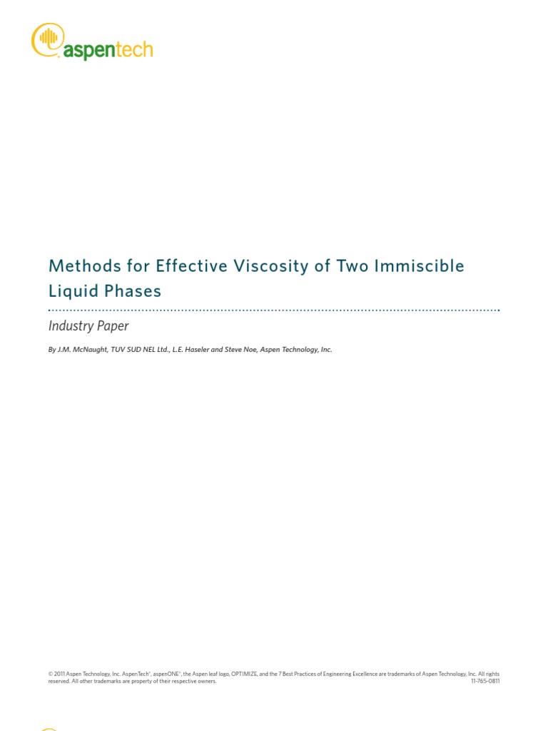 Viscosity Prediction For Oil-Water Mixtures | PDF | Viscosity | Phase ...