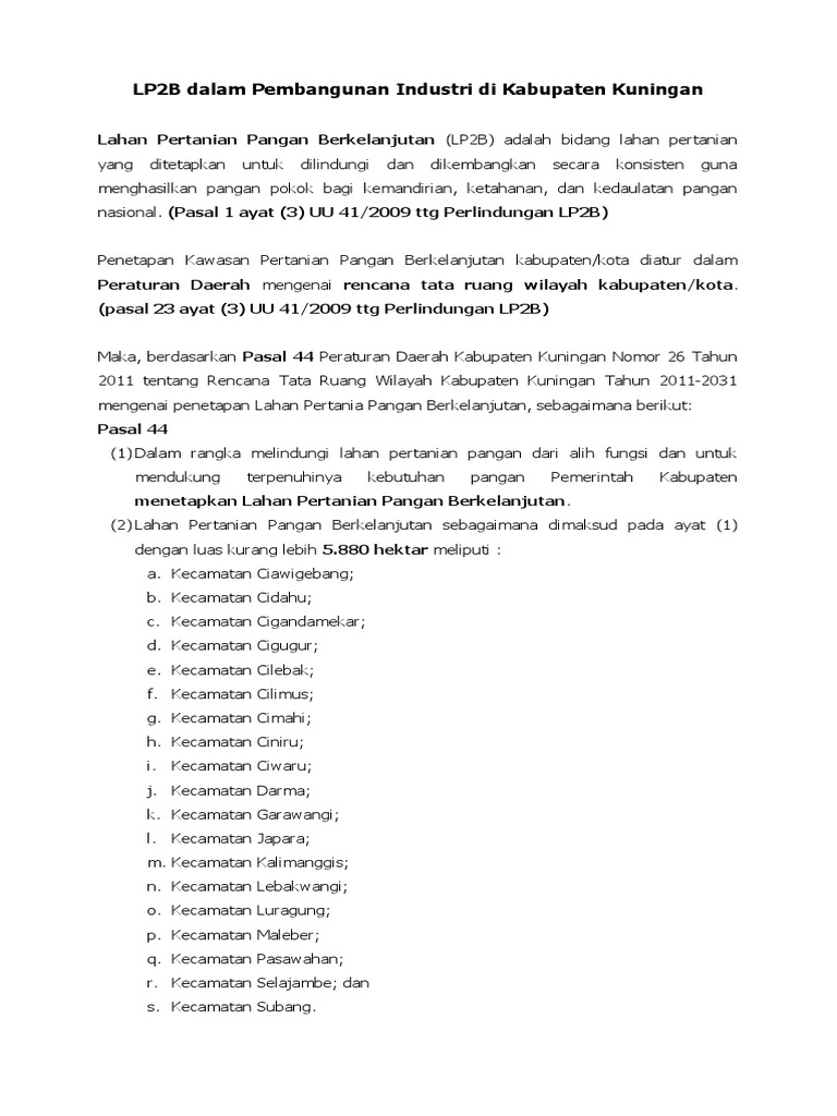 LP2B Dalam Pembangunan Industri Di Kabupaten Kuningan | PDF