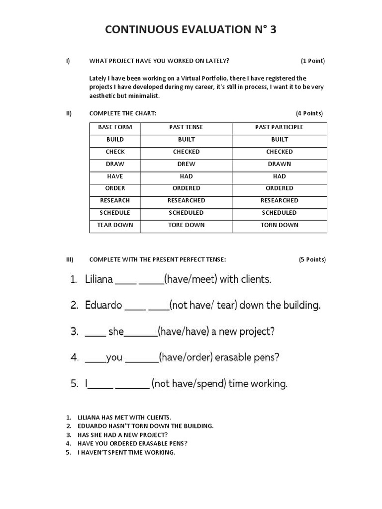 Continuous Evaluation #3 - JOSSIE ARRASCUE | PDF | Linguistics | Grammar