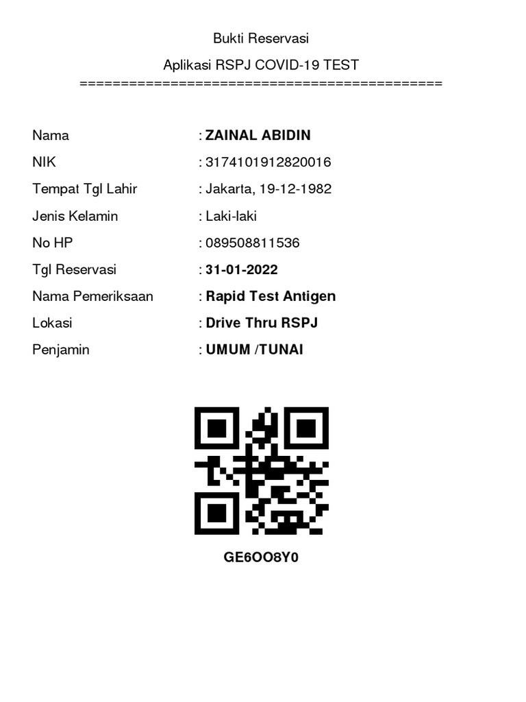 Bukti Reservasi | PDF