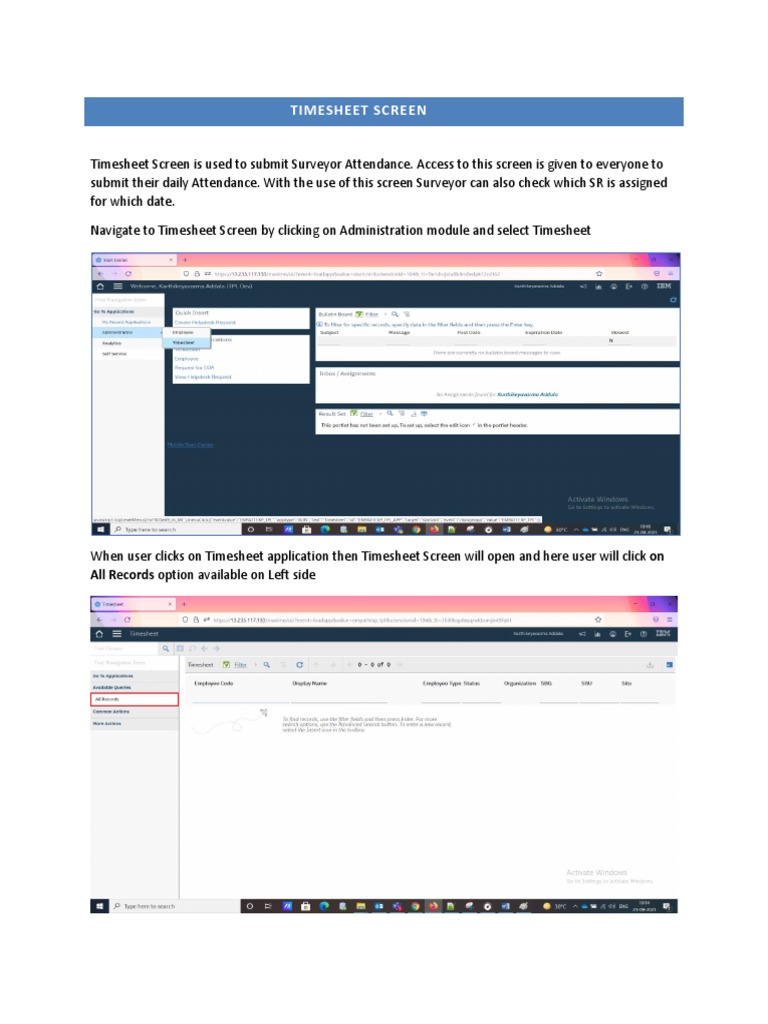 User Manual Timesheet Submission | PDF