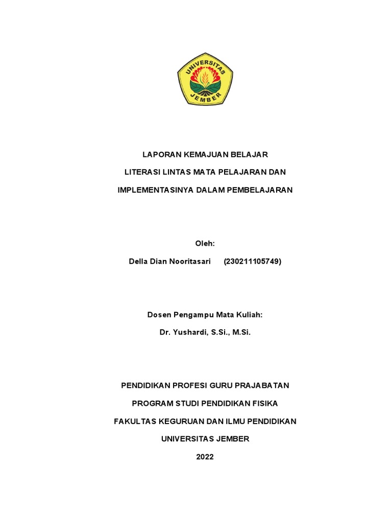 Laporan Kemajuan Belajar Uts Literasi | PDF