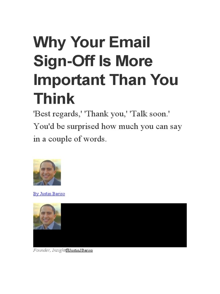 Email Sign-Offs for Professionals | PDF | Linked In